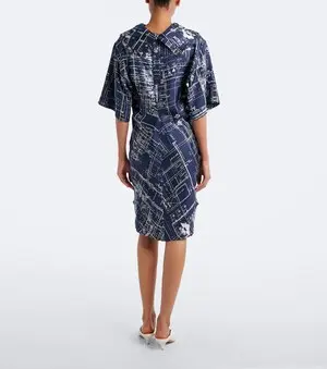 Bottega Veneta Printed Silk Twill Midi Dress