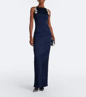 Rachel Gilbert Embellished Crepe Gown