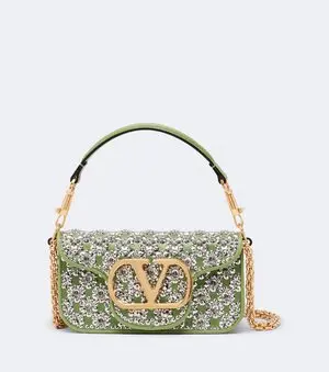 Valentino Garavani Loco Small Embellished Satin Shoulder Bag - Green