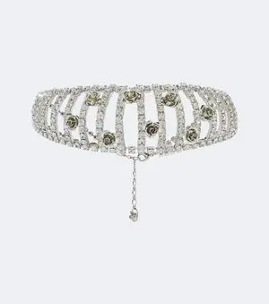 Magda Butrym Embellished Floral Applique Choker - Silver