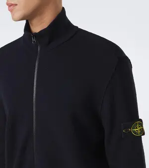 Stone Island Compass Badge Virgin Wool Zip-up Cardigan