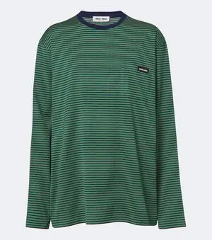 Miu Miu Striped Cotton Jersey T-shirt - Multicoloured