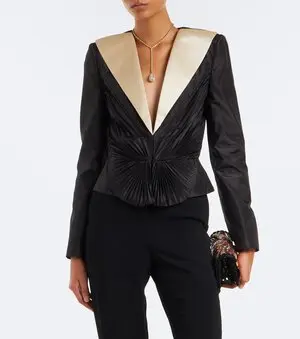 Valentino Garavani Plisse Silk Taffeta Blazer