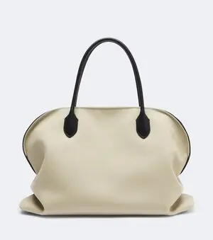 THE ROW Agnes 15 Leather-trimmed Canvas Tote Bag - Beige