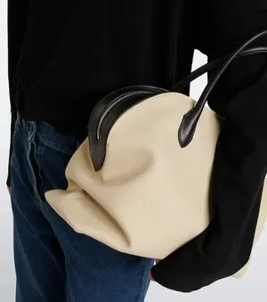 THE ROW Agnes 15 Leather-trimmed Canvas Tote Bag