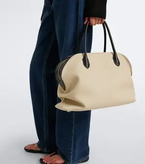 THE ROW Agnes 15 Leather-trimmed Canvas Tote Bag