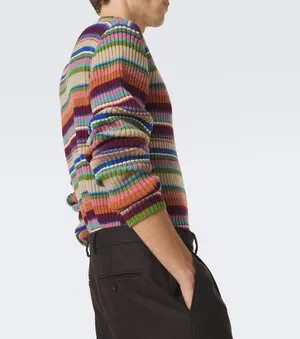 Dries Van Noten Ribbed-knit Striped Wool Sweater