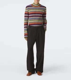 Dries Van Noten Ribbed-knit Striped Wool Sweater