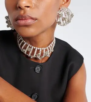 Magda Butrym Floral Appliqué Crystal Earrings