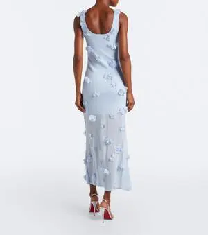 Simkhai Floral Appliqué Midi Dress - Blue