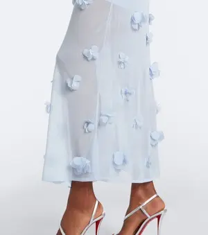 Simkhai Floral Appliqué Midi Dress - Blue