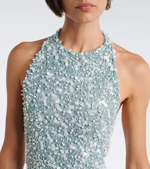 LA FUORI Halterneck Sequined Gown
