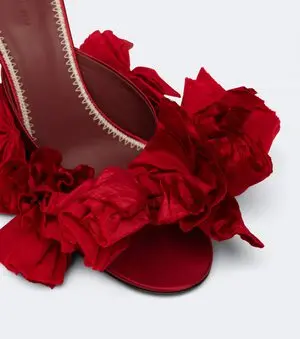 Magda Butrym Floral Appliqué Satin Mules