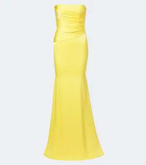 Alex Perry Satin Crepe Bustier Gown - Yellow