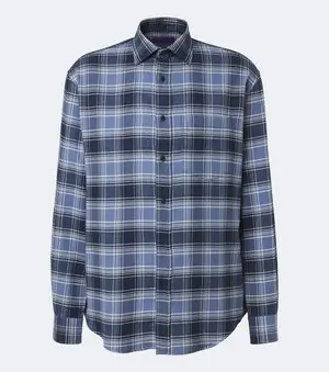 Ralph Lauren Purple Label Checked Cotton Shirt - Blue
