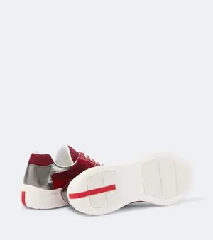 Prada America's Cup Leather-trimmed Sneakers