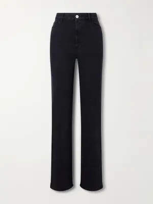 RÓHE Lino Stretch High-rise Straight-leg Jeans - Black