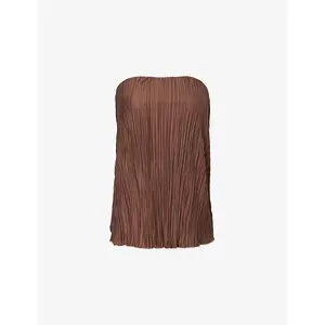 4TH & RECKLESS Olivia Plisse Woven Bandeau Top - Chocolate