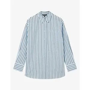 Whistles Striped Oversized Cotton-blend Shirt - Multi-coloured