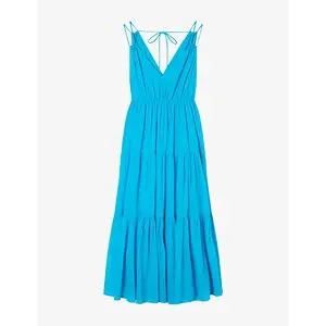 Whistles V-neck Sleeveless Cotton Maxi Dress - Turquoise
