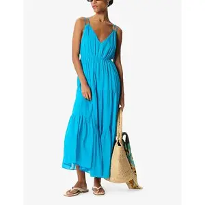Whistles V-neck Sleeveless Cotton Maxi Dress