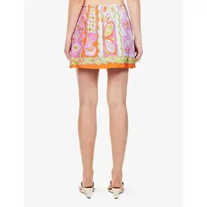 Emilio Pucci Printed Wrap-over Silk Mini Skirt