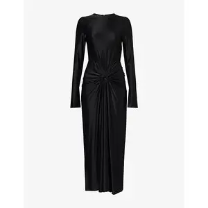 Victoria Beckham Frances Gathered-waist Jersey Midi Dress - Black