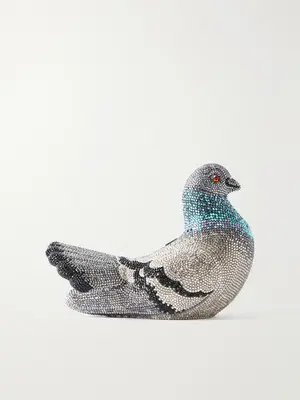 Judith Leiber Pigeon Crystal-embellished -tone Clutch - Silver