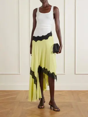 Christopher Esber Cutaway Asymmetric Lace-trimmed Ruched Stretch-jersey And Crepe Maxi Dress - Multi