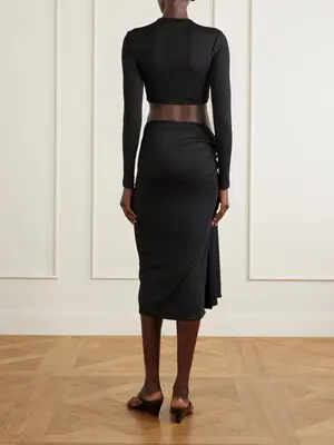 Christopher Esber Ribbed Crystal Embellished Midi Skirt