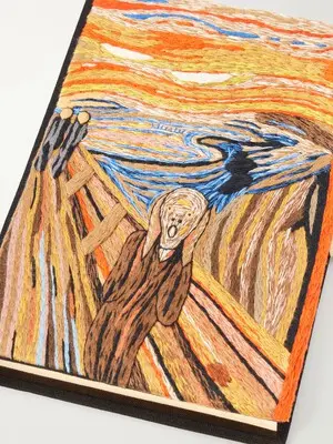 OLYMPIA LE-TAN The Scream Embroidered Canvas Clutch - Multi
