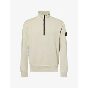 Stone Island Logo-patch Half-zip Cotton Sweatshirt
