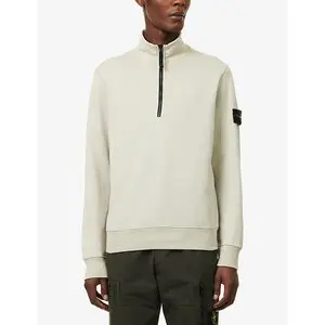 Stone Island Logo-patch Half-zip Cotton Sweatshirt