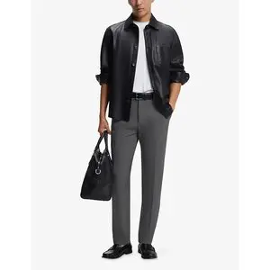 BOSS Tapered-leg Slim-fit Cotton-blend Trousers