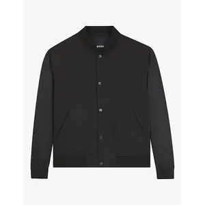 BOSS Baseball-collar Press-stud Woven Jacket - Black