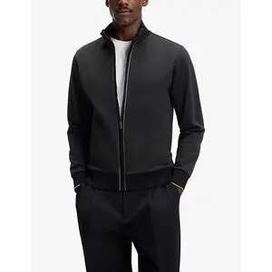 BOSS Funnel-neck Zip-up Cotton Sweatshirt