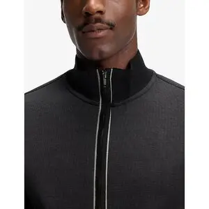 BOSS Funnel-neck Zip-up Cotton Sweatshirt