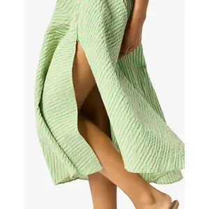 Whistles Checked Asymmetric Cotton Midi Dress