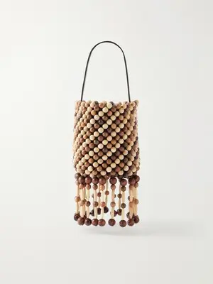 Rabanne Beaded Mini Wood Shoulder Bag - Metallic