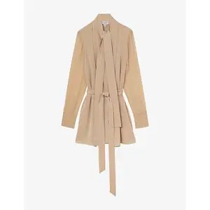 REISS Iman Tie-neck Woven Mini Dress - Cream