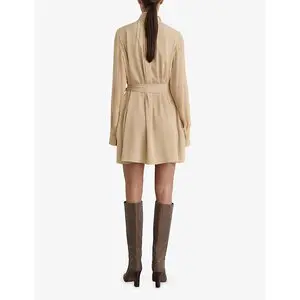 REISS Iman Tie-neck Woven Mini Dress