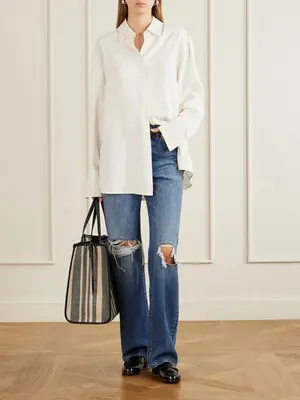 FRAME The Vertical Distressed-detail Straight-leg Jeans