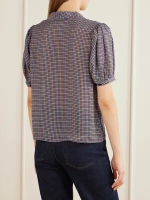 FRAME The Sonnet Checked Silk Blouse