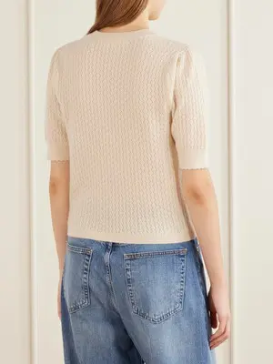 FRAME Gathered Honeycomb Cashmere Sweater