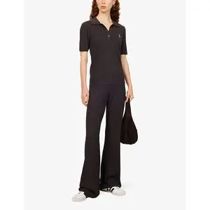SPORTY & RICH Src-embroidered Ribbed Knitted Trousers