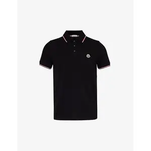 Moncler Brand-patch Split-hem Cotton-piqué Polo Shirt