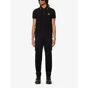 Moncler Brand-patch Split-hem Cotton-piqué Polo Shirt