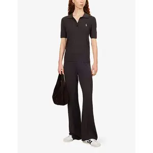 SPORTY & RICH Logo-embroidered Ribbed-knit Polo Shirt - Cioco