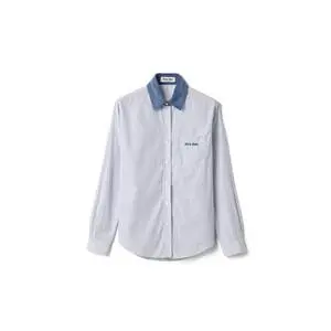 Miu Miu Striped Poplin Shirt - Blue/white