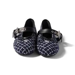 Miu Miu Tweed Check Ballerinas